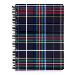 Vera Bradley Holiday Mini Spiral Notebook, College Ruled Paper, 8.25" x 6.25" with Pocket and 160 Lined Pages, Tartan Plaid