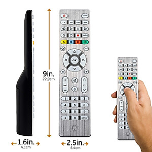 GE Backlit Buttons Universal Remote Control, Samsung TV Remote Control Replacement, Samsung Remote Control for Smart TV, Roku Remote Replacement, Vizio, LG TV, Sony, Apple TV, 4-Device, Silver, 48844