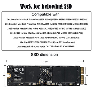 cablecc 12+16Pin SSD to NVME M.2 NGFF M-Key for 2013 2014 2015 2016 2017 MacBook SSD