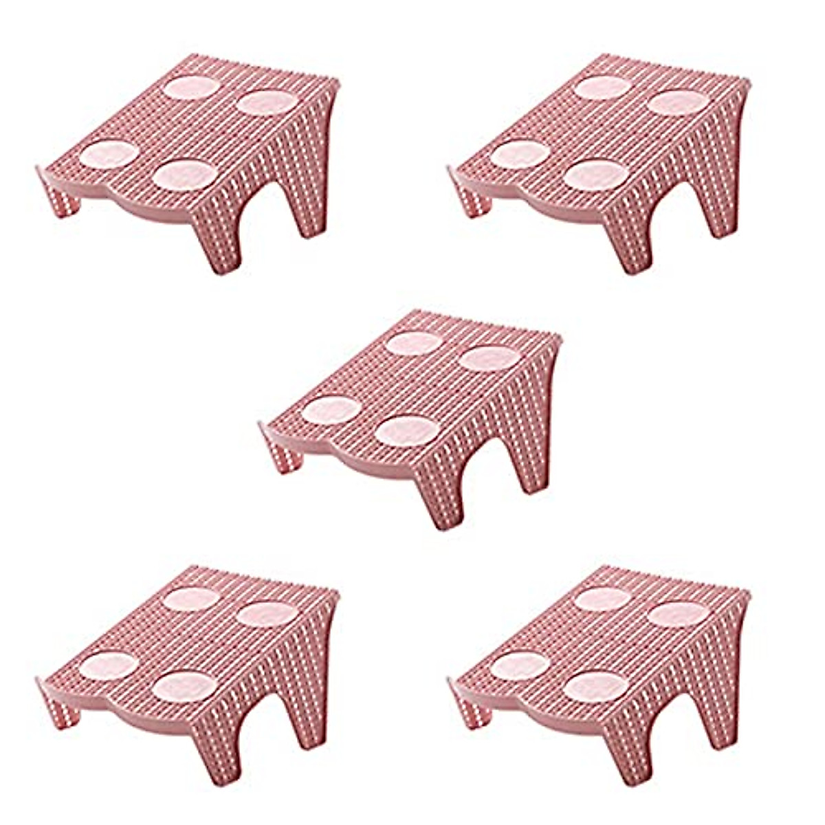 5PCS Plastic Shoe Slots Double-Row Shoe Rack High Heel Storage Organizer Space Saving Shoe Organizer for Bedroom (Pink)