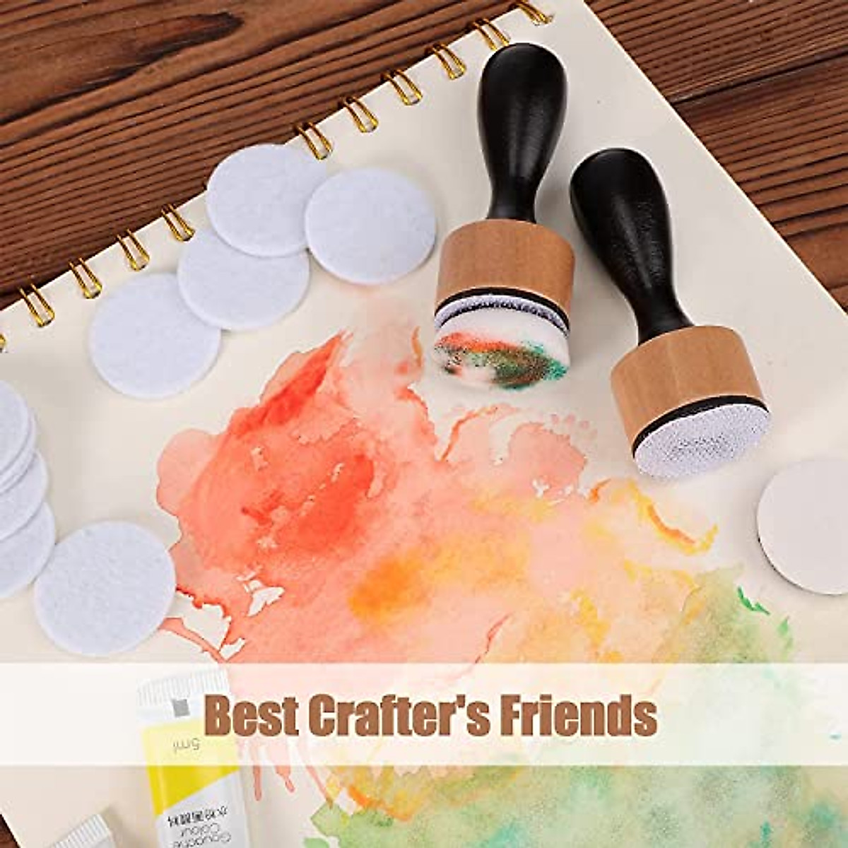 Briartw Alcohol Ink Blower Applicator Tool Set, Include 1 Round Blending Tool,1 Air Blower Mini Ink Blower,50 Felts Replacement Foams Mini Blending Tool for Card Making Embossing Painting Rendering