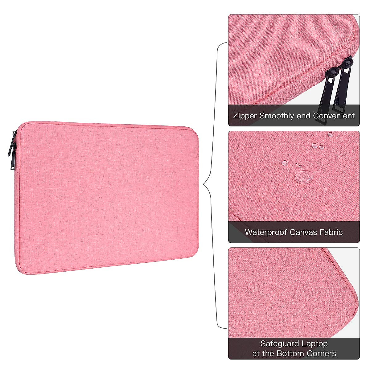 15.6 Inch Laptop Sleeve Case for Lenovo IdeaPad 3 3i/Lenovo ThinkPad E15/ Legion/Yoga 7i 16 inch/Flex 5, LG Gram 16", Dell HP Asus Acer Chromebook with Small Case, Pink