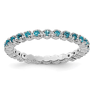 IceCarats 925 Sterling Silver Blue Topaz Stackable Ring Gemstone Band December Birthstone Jewelry Size 8.00
