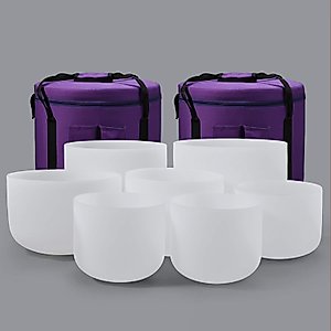 CVNC 432HZ 7-12 Inch Set Of 7 Pcs Frosted Quartz Crystal Singing Bowls With 2 Pcs Carrying Case bag Sound Healing