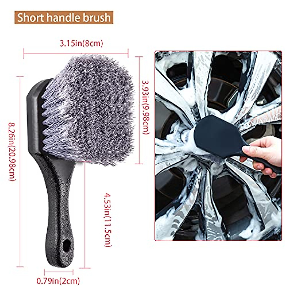 Nolimas 12Pcs Car Wheel & Tire Brush Kit,Including 17inch Long Wheel Brush,Short Handle Tire Brush,5pcs Detailing Brushes Kit & 3pcs Wire Brushes for Cleaning Car Wheels & Interior Exterior