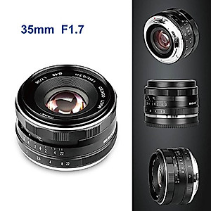 Meike 35mm F1.7 Large Aperture Manual Focus Prime Fixed Lens APS-C Compatible with Sony E-Mount Mirrorless Cameras NEX 3 3N NEX 5R NEX 6 7 A6600 A6400 A5000 A5100 A6000 A6100 A6300 A6500 A3000