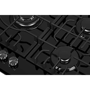 Empava 30" Gas Stove Cooktop LPG/NG Convertible with 5 Italy SABAF Burners Tempered Glass in Black, 30 Inch