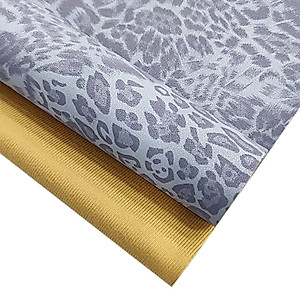 Pearl Leopard Pattern Vinyl, 11.8"x53" Synthetic PU Leatherette Crafts Fabric for DIY Bows Jewelry Doll Decor Projects, Light Blue