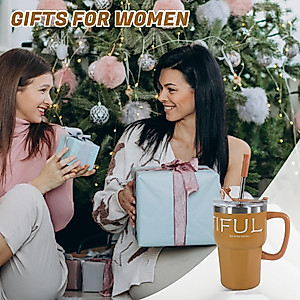 21 oz Insulated Coffee Mug Tumbler with Handle, Stainless Steel Travel Mug Tumbler with Lid and Straw, Coffee Travel Mug Spill Proof with Lid for Keep Hot/Ice Coffee, Brown