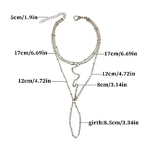 Obmyec Simple Hand Chain Layered Silver Finger Ring Chain Bracelets Dangle Beaded Slave Bracelets Daily Prom Hand Bracelets for Women