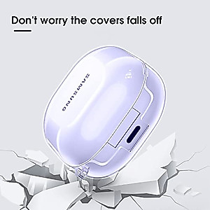 Fintie Case for Samsung Galaxy Buds 2 Pro (2022) / Galaxy Buds 2 (2021) / Galaxy Buds Pro (2021) / Galaxy Buds Live (2020) - Soft TPU Clear Anti-Scratch Protective Cover with Carabiner, Crystal Purple