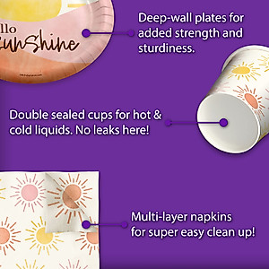 First Trip Around the Sun 1st Birthday Party Supplies Set Plates Cups and Napkins Tableware Kit for 16 64 Piece