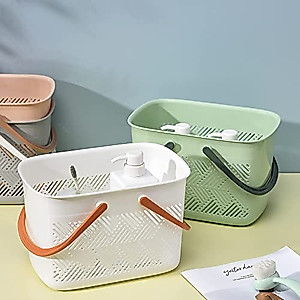 Andmey Portable shower caddy Tote, Plastic Storage Caddy Basket with Handle for College, Dorm, Bathroom, Garden, Cleaning Supplies, White