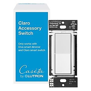 Lutron Claro Smart Accessory Switch, only for use with Diva Smart Dimmer Switch/Claro Smart Switch | DVRF-AS-WH | White