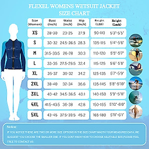 FLEXEL Women's Wetsuit Jacket,2mm Neoprene Wetsuit Tops with Long Sleeves for Women Cold Water Girls Front Zip Diving Tops (2mm Black Blue, 2X-Large)