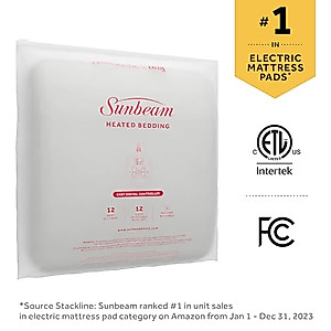 Sunbeam Electric Restful Heated Mattress Pad, 12 Heat Settings, 12-Hour Selectable Auto Shut-Off, Fast Heating, Warming Bed, Soft Cozy Fabric, Queen, 60" x 80"