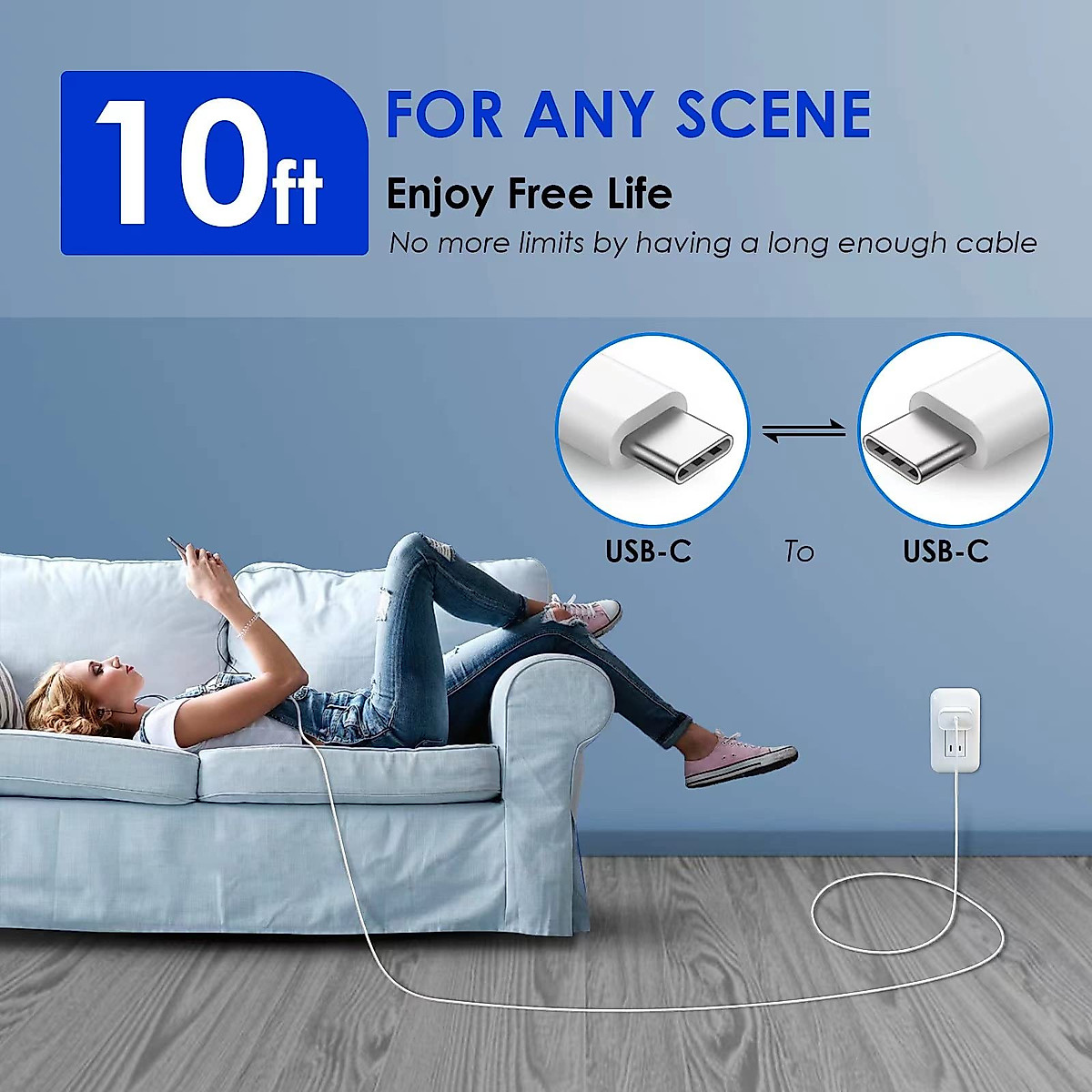 Kopatesun iPhone 15 Charger, 20W USB C Fast Charger for iPad Pro 12.9/11 inch, iPad Air, iPad 10th Gen/Mini 6, PD Wall Charger with 10 Foot USB C to C Charging Cable