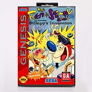 Ren & Stimpy Show Presents Stimpy'S Invention Game Cartridge 16 Bit Md Game Card With Retail Box For Sega Mega Drive For Genesis