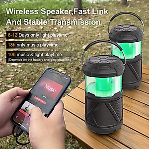 RIDALUX Portable Bluetooth Speakers LED Atmosphere Camping Lantern Outdoor, IPX6 Waterproof Wireless Speaker with LED Lights for Patio, Yard, Party, Hiking, Gift for Men Women Fathers