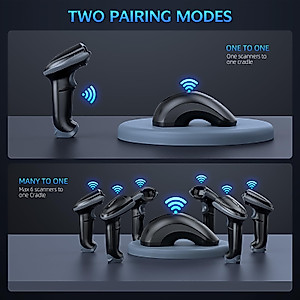 TEEMI Bluetooth QR Barcode Scanner with USB Cradle, Battery Replaceable Feature, Wireless Barcodes Reader Bar Code Scan Gun Handsfree Automatic Screen Scanning, Advanced Data Parsing