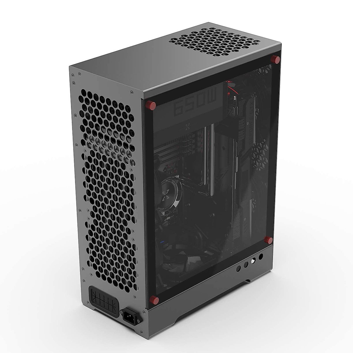 C1(C1 Upgraded Version)Micro ATX Computer Case for PC 2023 Mid Tower Aluminum Alloy Large Side Penetration MATX ITX Gaming Case in-Line Long Graphics Card ATX Power Supply 240 Water-Cooled Hard Drive