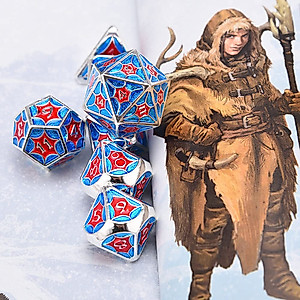 SUWEILE SZSZ Nebula Metal Polyhedral Dice Set D4 D6 D8 D10 D% D12 D20 for Table Games RPG DND 0212 (Color : White Rainbow8)