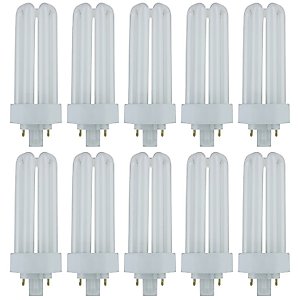 Sunlite PLT26/E/SP Compact Fluorescent Plug-in PLT 4-Pin Triple Tube, 26 Watts, 4-Pin GX24q3 Base, 1800 Lumens, 4100K Cool White, 10 Pack