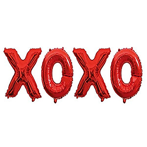 Soochat XOXO Balloons | Valentine Letters Mylar Foil Balloons - Bachelorette parties Wedding Bridal showers Photo Props Decorations Valentines Day Party Supplies