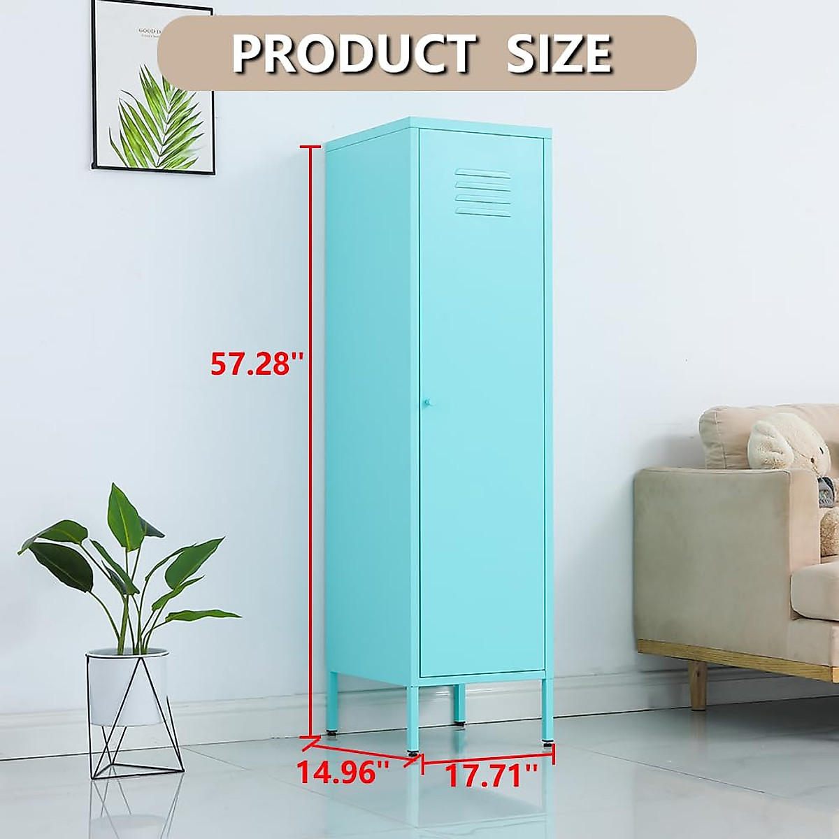 DAYTOYS Metal Storage Cabinet for Kids Bedroom, School Classroom,Office, Home-Kids Lockers Cabinet with 2 Shelves and Hanging Rod-Stackable Steel Storage Cabinet for Home (Blue)