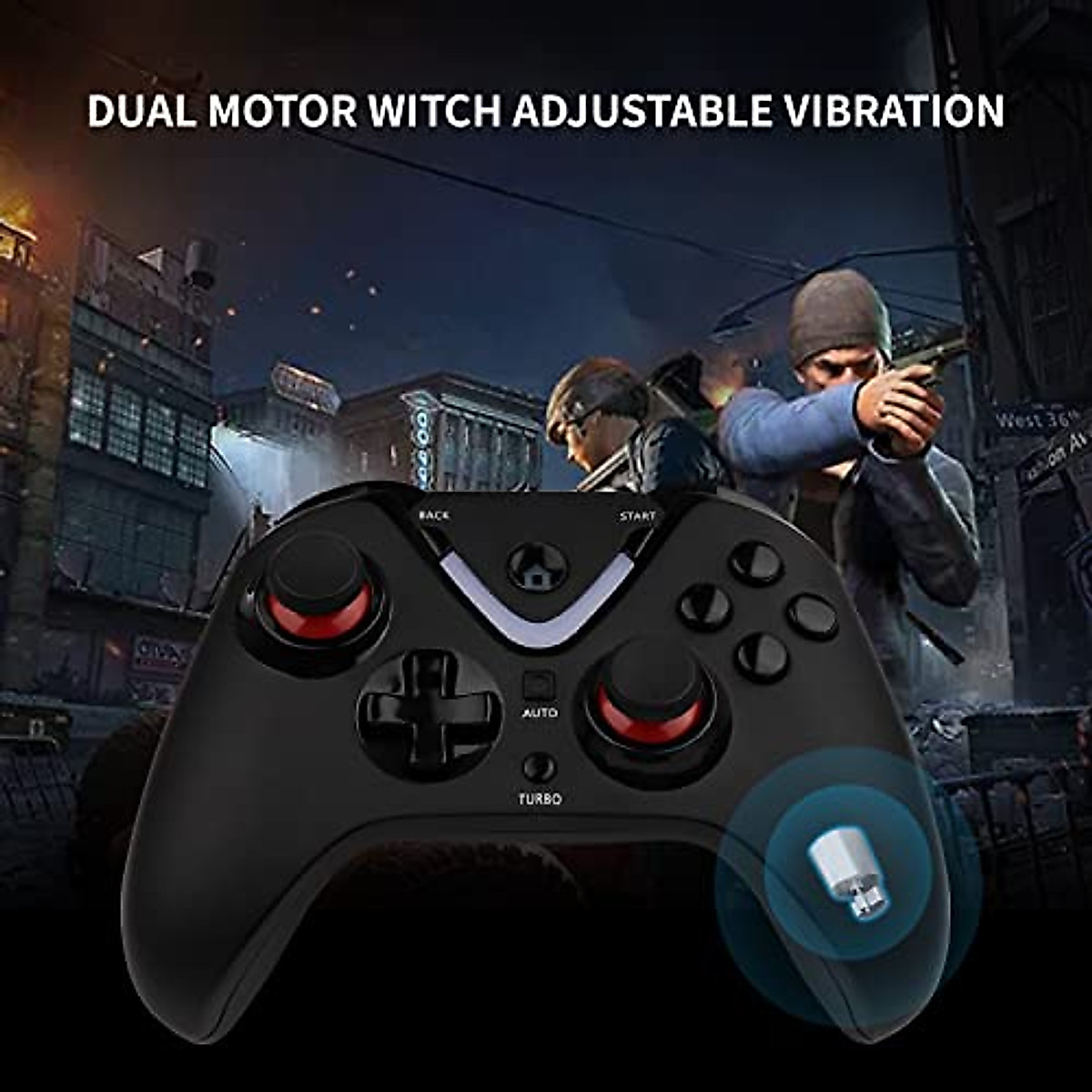 ROTOMOON Wireless Game Controller with LED Lighting Compatible with Xbox One S/X, Xbox Series S/X Gaming Gamepad, Remote Joypad with 2.4G Wireless Adapter Perfect for FPS Games (Black)