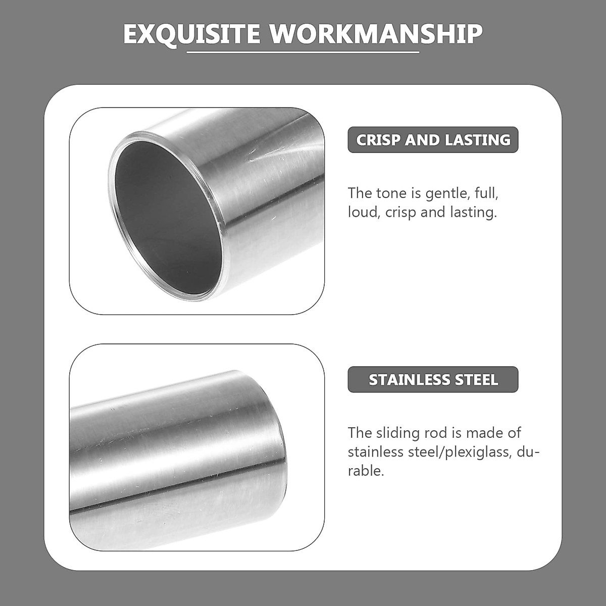 2 Pcs Guitar Slider Banjo Accessories Firm Guitar Slide Metal Slide Guitar Finger Slide Professional Guitar Slide Standard Guitar Slide Guitar Bar Stainless Steel Major Slide Rail