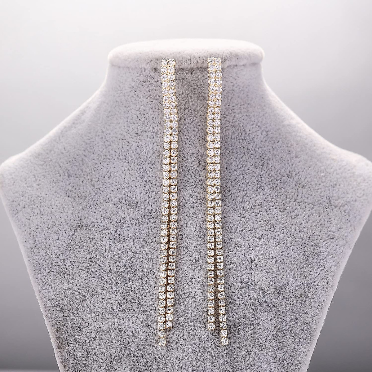 YOQUCOL Golden Boho Tassel Chandelier Earrings Cubic Zirconia Crystal Two Long Drop Dangle Chain Bohemian Earrings for Women