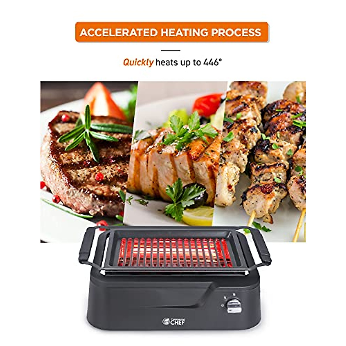 COMMERCIAL CHEF Indoor Smokeless Infrared Grill
