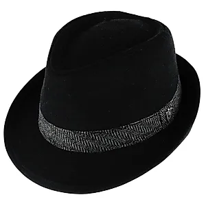 Ascentix Men’s Fedora, 2” Brim, Timeless Classic, Size 24 ¼” - 25”, XXL, Black