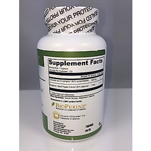 Curcumin C3 Complex ® with BioPerine ® | Ultra HIGH Potency | 120 ea. | Each 500 mg Capsule Features a 100% Pure Turmeric Extract standardized to Curcuminoids (95%) Trademarked and Patented