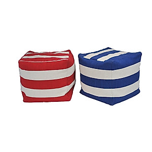 Urban Shop Striped Square Pouf, Red