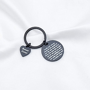 bobauna Bonus Sister In Law Keychain Family Isn't Always Blood It's The People In Your Life Who Want You In Theirs Wedding Jewelry Bridal Shower Gift (bonus sister keychain black)