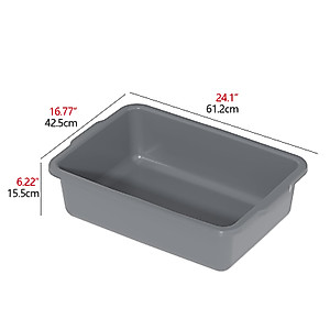 Melontray 32 L Large Commercial Bus Box, 4 Pack Plastic Bus Tubs for Restaurant, Gray