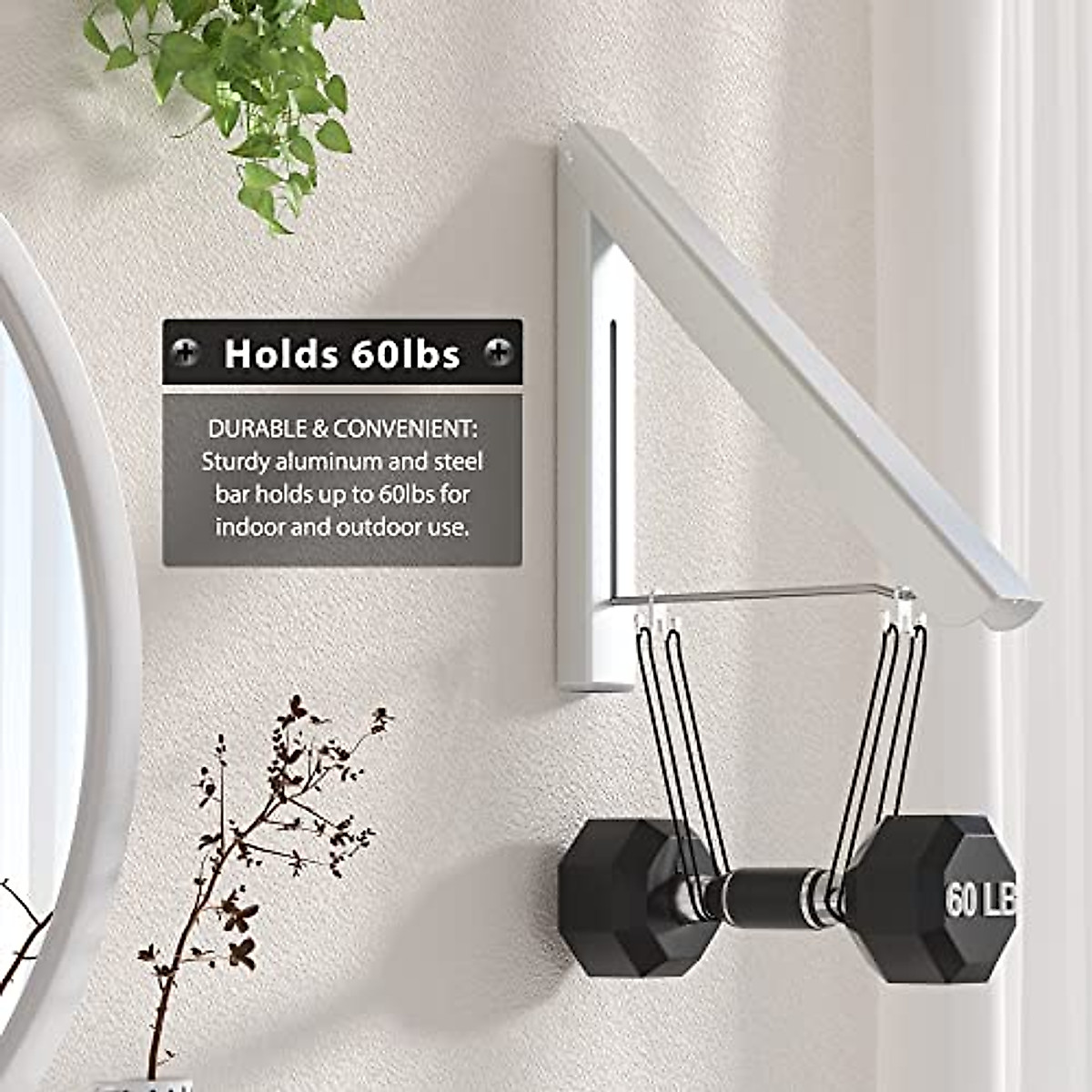 Leadiy Single Retractable Clothes Drying Rack, Wall Mounted Foldable Laundry Hanger for Small Spaces, Small Collapsible Folding Garment Al Alloy Racks, Coat Hanger Dorm Accessories (Silver)