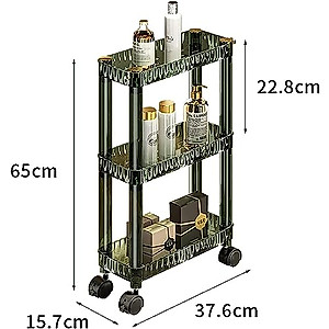 DARZYS Rolling Cart Storage cart Multifunction Moving Small Carts Slide Out Mobile Shelving Unit Cart with Wheels, 8" Dx6.2 Wx25.6 H Green