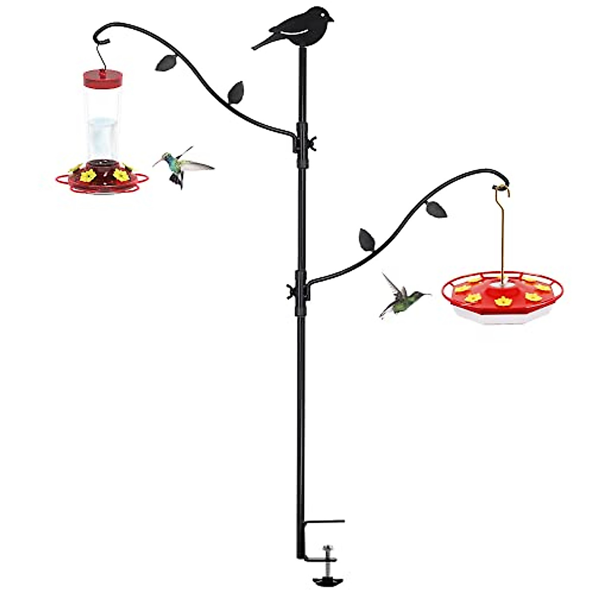 yosager Deck Pole Bird Feeding Station Kit, Porch Multi Hook Bird Feeder Hanging Kit with Two Adjustable Branches, Attracting Wild Birds, Planter Hanger