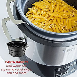 BLACK+DECKER RCR520S All-in-One Cooking Pot, 20-Cup Cooked/10-Cup Uncooked Rice Cooker, Slow Cooker and Food Steamer with Saute Function, Stainless Steel