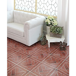 Con-Tact Brand FloorAdorn Vinyl Floor Appliques Self-Adhesive, Decorative and Removable Tiles, 12'' x 12'', Brick, 6 Count