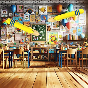 Giant Large Inflatable Pencil Balloon Birthday Party Back To School Graduation Favor Blow Up Balloon Hanging Classroom Decoration for Classroom Garden Room Birthday Party Decorations (Yellow 2)