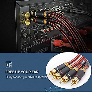 Primeda Auidophile 2RCA Male to 2RCA Male Stereo Audio Cable,Gold Plated | 4N Oxgen-Free Copper Core (2.5 Feet (0.75M))