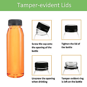 zmybcpack 24 Pack 8oz (250 ml) Clear PET Plastic Juice Bottles with Caps - Bulk Beverage Containers with Tamper Evident Lids- Plastic Smoothie Bottles for Juice, Milk, Homemade Beverage