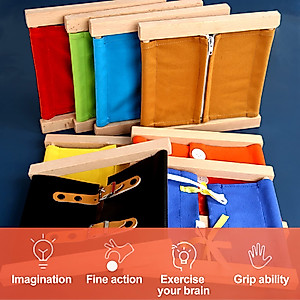 WEBEEDY Dress Learning Boards Busy Board Early Learning Basic Life Skills Learn to Dress Practice Boards Montessori Christmas Unique Gift(Set of 8)