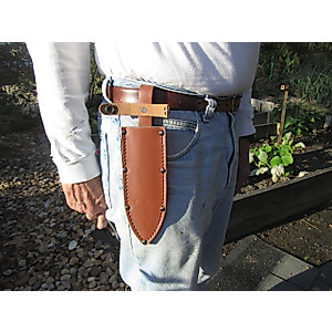 RiverView Enterprise Knife Sheath Riveted Genuine Leather - Up to 7-inch Single/Double Edge Blade – Riveted Belt & Handle Loops – Hori Hori, Hunting, Camping, Fishing, Tactical, Outdoor