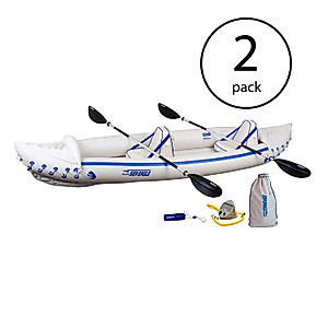 Sea Eagle 370 Pro 3 Person Inflatable Kayak Fishing Boat Canoe Paddles (2 Pack)