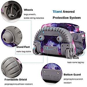 Tilami Rolling Backpack 19 inch with Lunch Bag Wheeled Laptop Backpack, Galaxy Purple